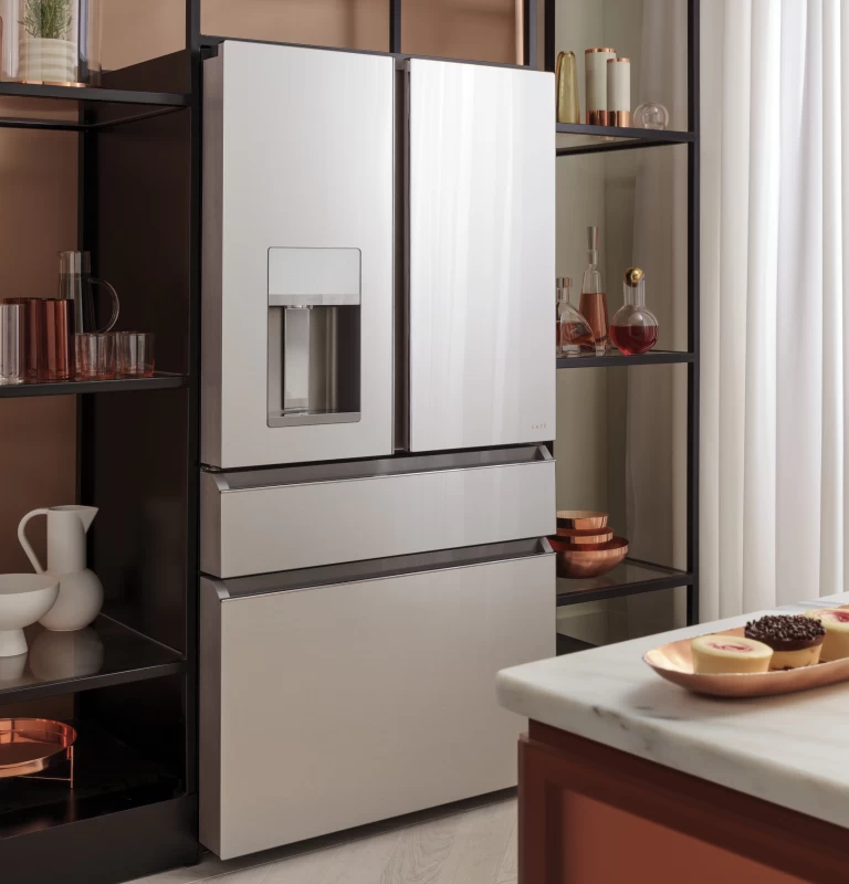 ENERGY STAR 27.8 Cu. Ft. Smart 4 Door French Door Refrigerator in Platinum Glass