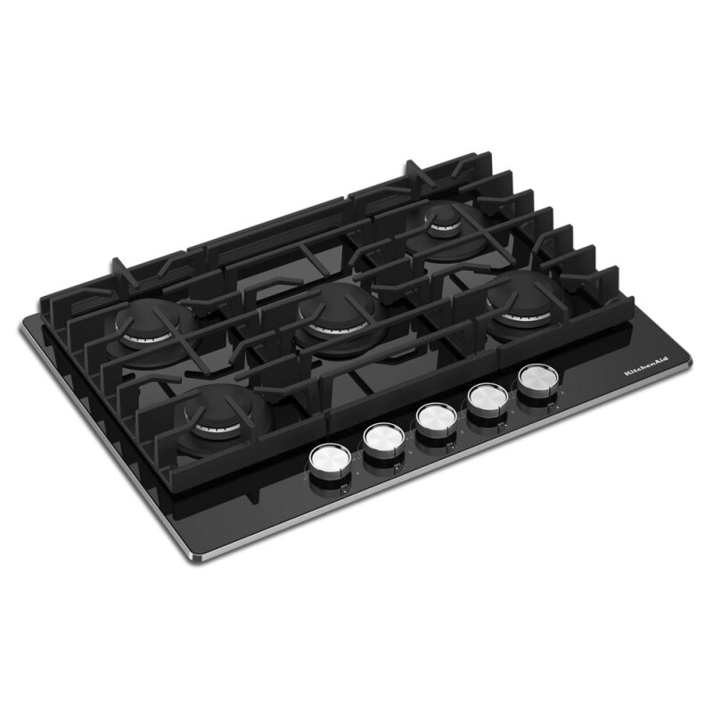 Buy KitchenAid 30" Glass-on-Gas Cooktop | KCGG530PBL